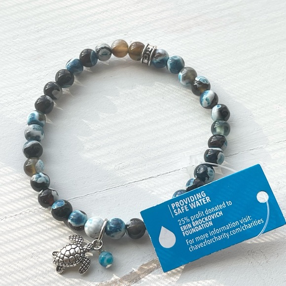 Chavez for Charity | Jewelry | Cfc Blue Brown White Fire Agate Beaded ...